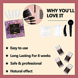 4 in 1 Lash & Brow Lift and Coloring Kit, Professional Eyelash Perm Kit and Brow Lamination Kit, Eyelash & Eyebrow Makeup Set, Long Lasting for 8 Weeks, Suitable for Salon & Home Use DIY (Black)
