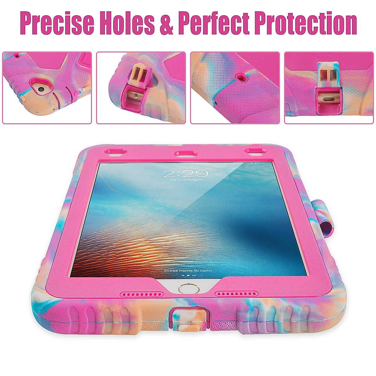 ACEGUARDER Shockproof Kid case for iPad Mini Case, iPad Mini 2, iPad Mini 3, iPad 7.9 inch Case, Shockproof Protective, with Pencil Holder & Multi-Angle Adjustable Bracket (2021 New, Rose Pink)