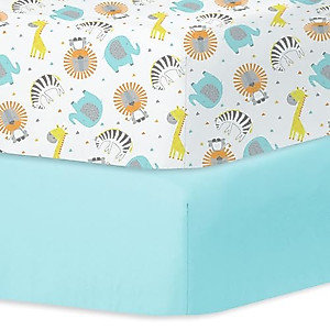 Little Grape Land Crib Sheets for Girls and Boys, 2pk Baby Crib Fitted Sheet for Standard Size Crib and Toddler Mattress, Super Soft Baby Sheet (Safari)
