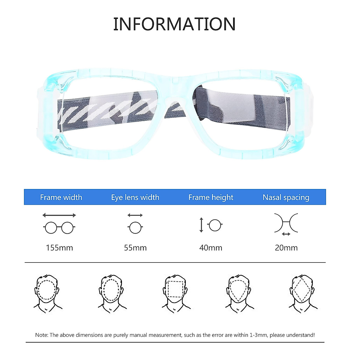 SooGree Sports Glasses for Men Womens,Protective Eyewear Sunglasses Racquetball Sports Cycling Glasse(Blue frame White pad),Anti Fog Shock Absorption with Adjustable Strap
