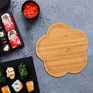 Angoily Dessert Trays Wooden Serving Tray Flower Shaped Dessert Plate Food Serving Platter Dinner Plate Appetizer Plates for Steak Fish Snack Seafood Cooking Baking Yellow Cookie Cake Pan