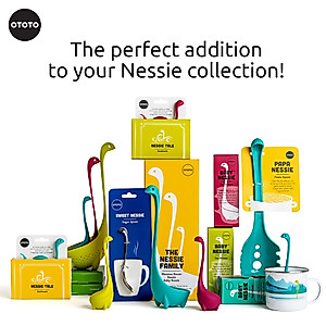 OTOTO Baby Nessie Loose Leaf Tea Infuser (Purple) - Dinosaur Tea Infuser Strainer with Steeping Spoon - Long Handle Neck, Cute Ball Body Lake Monster Silicone Tea Infuser for Loose Leaf Herbal Tea