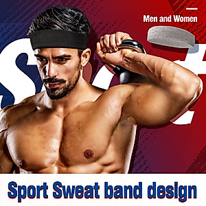 Sweatbands Sports Headband for Men & Women, Moisture Wicking Hairband Athletic Towel Headbands Cotton Head Sweat Bands for Running, Cycling, Yoga, Spa