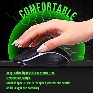 Sratte 30 Pack Black USB Wired Mouse Bulk 1200 DPI RGB Optical Computer Mouse 3 Button 7 Color LED Backlit Wired Ergonomic USB for Gaming Office Desktop Laptop Gamer Computer