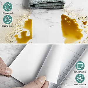 Abyssaly Marble Contact Paper for Countertops, White Gray Faux Marble Wallpaper Peel and Stick, Self Adhesive Removable Counter Top Peel and Stick Waterproof for Kitchen Backsplash 15.7" X 118"