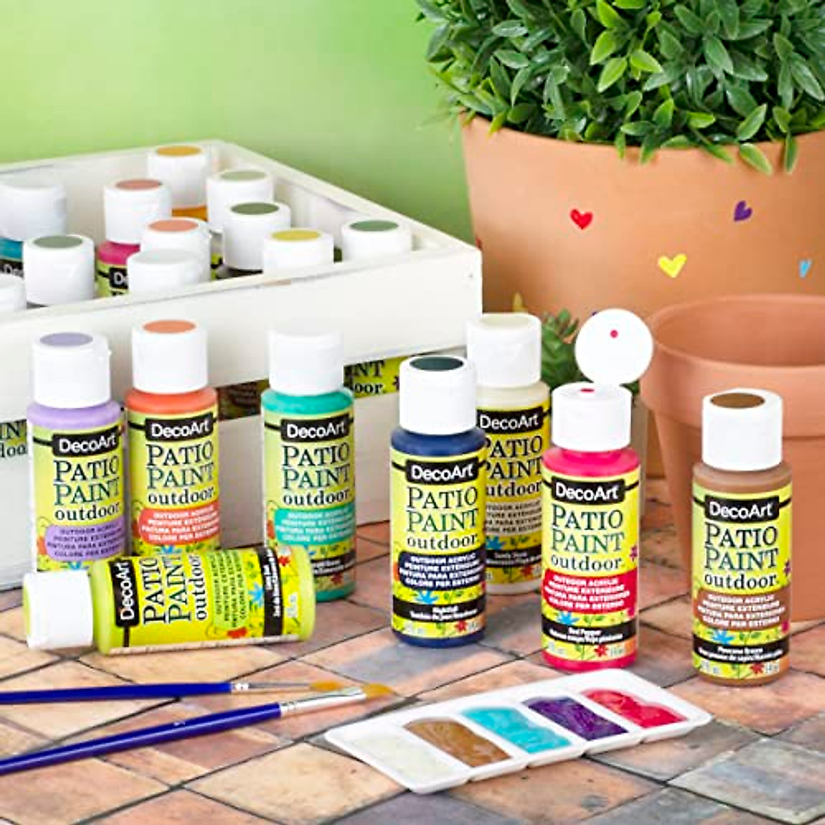 DecoArt ACRYLIC PATIO PAINT FAN FAVORITES SAMPLER SET, Assortment, 2 Fl Oz (Pack of 18)