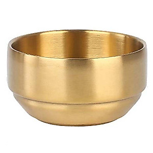CHDHALTD Stainless Steel Bowls Double-Walled Insulated Soup Bowls,Rice Cereal Ice Cream Noodles Snacks Soup Bowls for Kids Children(S-No lid,Gold)