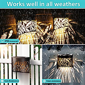 TIJNN Solar Deck Lights-4 Pack IP65 Waterproof, LED Landscape Lighting Solar Outdoor Light Solar Garden Light, Patio, Backyard, Patio - (Leaf)