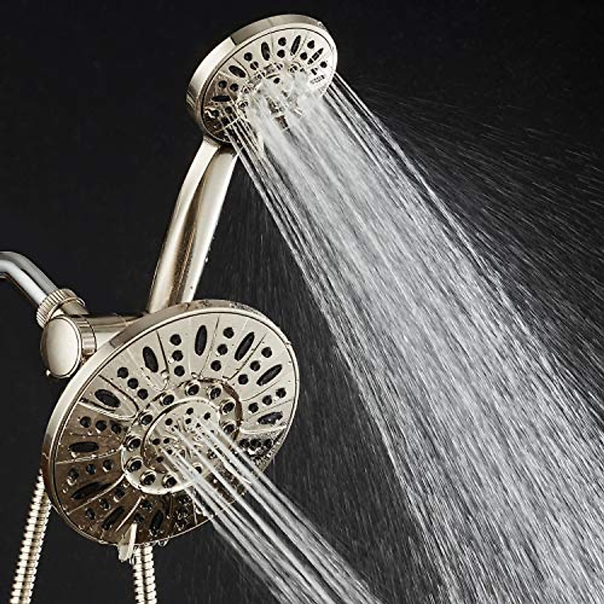AquaDance 7" Premium High Pressure 3-Way Rainfall Combo with Stainless Steel Hose – Enjoy Luxurious 6-setting Rain Shower Head and Hand Held Shower Separately or Together – Brushed Nickel Finish