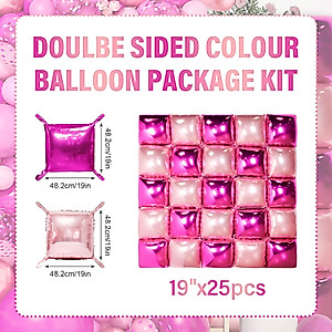 Foil Balloons Pink Balloon Wall - Shimmer Foil Balloons Wall Square Pink Balloons Wall Backdrop Pink Balloons for Girls Birthday Baby Shower Wedding Bridal Shower Pink Party Balloon Backdrop