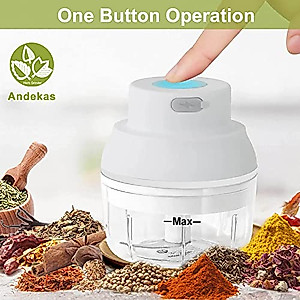 Andekas Electric Herb Grinder - 3.9"/3.4oz Large Capacity Grinder with USB Rechargeable and Brush, Perfect for Grinding Spices & Herbs (White)