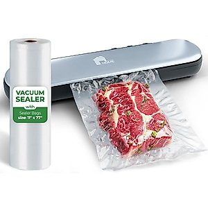 EconoHome Cordless Food Vacuum Sealer Machine - Rechargeable & Portable Sous Vide Vacuum Sealer with Built-In Cutter - Seals in 10 Seconds - 11.8" Width with 3 Sealing Modes & 1 Bag Roll 77" x 11"
