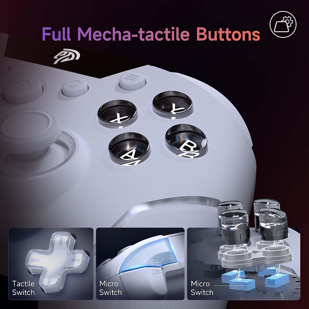 EasySMX X20 Wireless Gaming Controller with RGB Backlit, 2-Stage Hall Effect Stick, 1000Hz Polling Rate, 6-Axis Gyro on Multi-Platform, Mech Buttons- Compatible with PC/Switch/Steam/Android