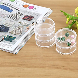 Exceart Craft Beading Case 5 Layer Clear Plastic Box with Lid Stackable Round Box for Beads Crafts Earring Jewelry Findings Commemorative Coin Nail Art Rhinestones Boxes