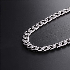 U7 Cuban Chain Anklets Platinum Plated Beach Foot Jewelry 7mm Wide Curb Chains Ankle Bracelet for Women, Length 22-27CM