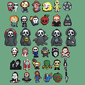 Cutest-LittleBell 35Pcs Skull Horror Shoe Charms Decorations,Thriller Cool Charms for Boys,Girls,Teens and Adult, Shoe Charms Accessories Party Gifts