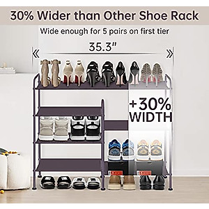 MISSLO Boot Shoe Rack for Closet Shoe 0rganizer 4 Tier Shoe Storage Shelf fits 20-Pair Sneakers for Garage, Entryway, Bedroom Floor, Bronze