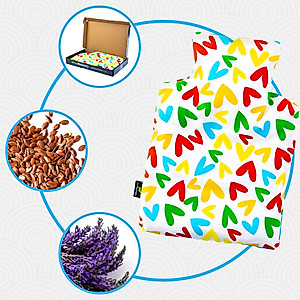 Heating Pads Microwave w/Classic Bottle Shaped - Microwave Heat Pads for Pain Relief (12x8,5 in) - Heat & Cold Pack Microwavable - Washable Cover, 100% Cotton Fabric and Lavender (Hearts)