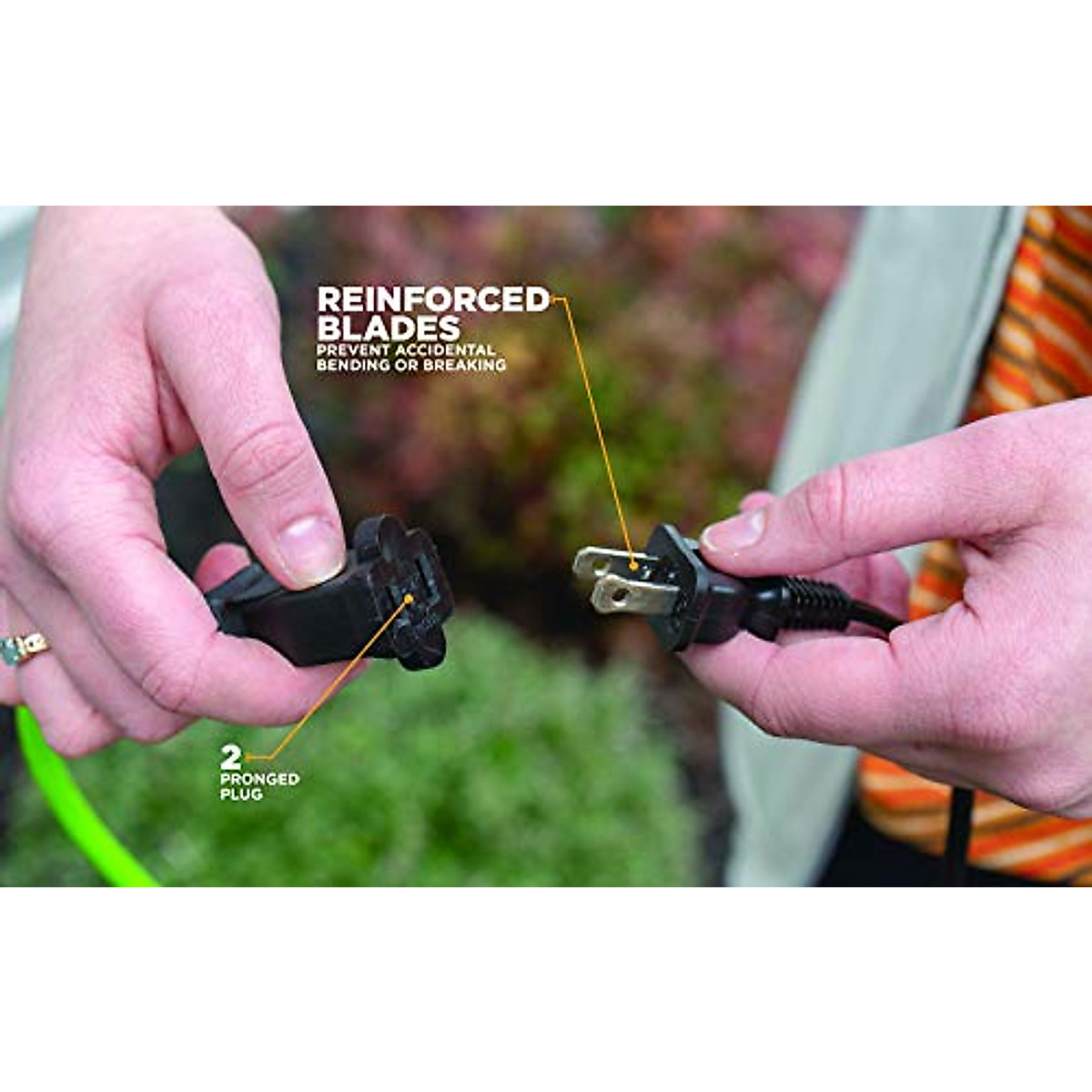 Yard Master 9940010 Outdoor Garden 120-Foot Extension Cord, Water Resistant, Durable 16 Gauge 2 Pronged, Highly Visible, 10 Amps, Lime Green & Woods E-102 Heavy Duty Cord Storage Wheel, 125-Foot