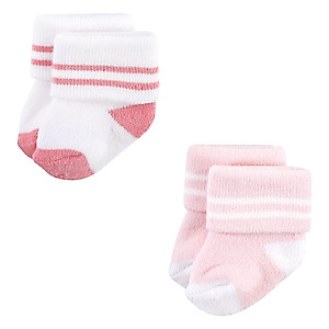 Hudson Baby Unisex Baby Cotton Rich Newborn and Terry Socks, Strawberry, 6-12 Months