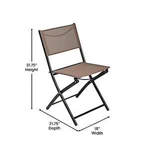 Flash Furniture Brazos Commercial Indoor-Outdoor Folding Chairs, Flex Comfort Backs/Seats, Metal Frames, Portable Lightweight Foldable Design, Set of 2, Brown/Black