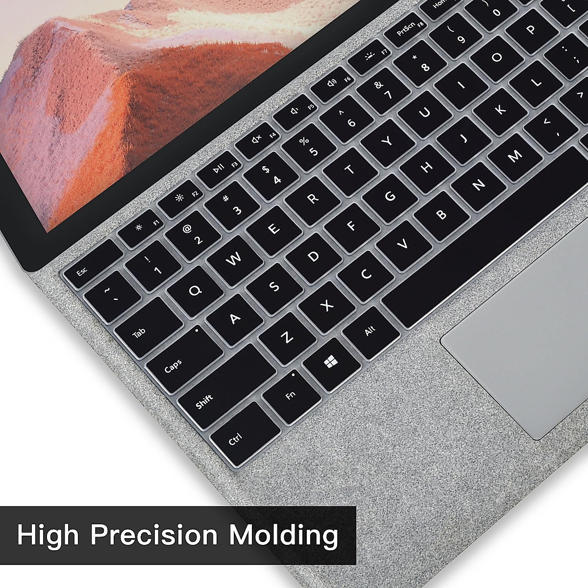 CaseBuy Keyboard Cover for Microsoft Surface Pro 7 Plus/7/6/5/4, US Layout, Black, Silicone