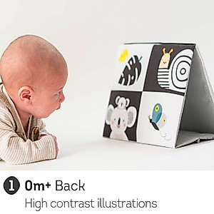 Taf Toys Tummy Time Floor Mirror Book Toys for Babies High Contrast Activity Montessori Newborn Toys, Black and White Baby Toys 0 3 6 12 Sensory Infant Toys 0-3 Months Newborn Essential for Tummy Time