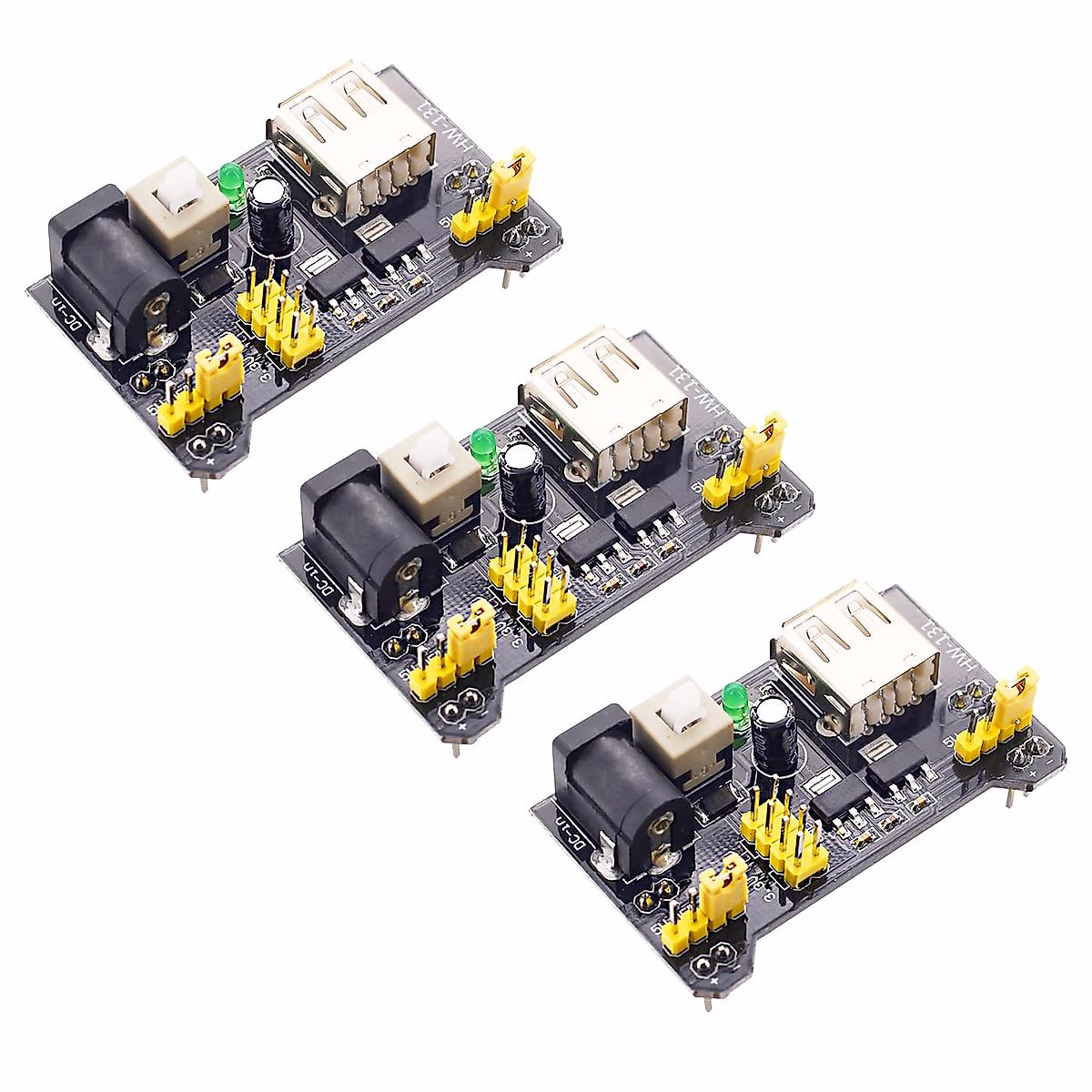 3PCS 3X MB102 Breadboard Power Supply Module Prototype DC 6.5-12V to 3.3V 5V USB Compatible with Bread Board