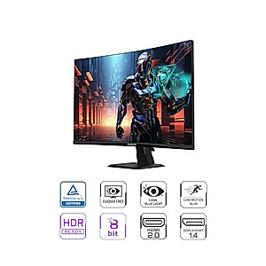 GIGABYTE GS27QC 27" 165Hz 1440P Curved Gaming Monitor, 2560 x 1440 VA 1500R Display, 1ms (MPRT) Response Time, HDR Ready, FreeSync Premium, 1x Display Port 1.4, 2X HDMI 2.0,Black