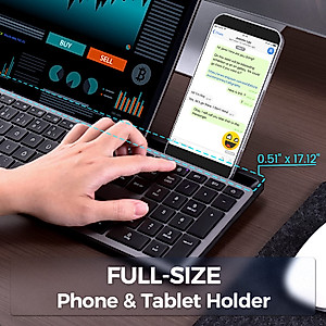 Wireless Keyboard,Multi-Device 2.4G/Bluetooth Keyboard Ultra-Slim Full Size Computer Keyboard With Numeric Pad,iPad Keyboard With Tablet Holder,Quiet USB Keyboard for iPad,iPhone,Laptop,PC,Mac