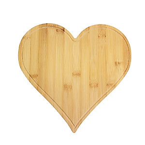 (Set of 12) 12" Heart Shaped Bulk Plain Bamboo Cutting Boards with Juice Groove | For Customized Engraving | Wholesale Premium Blank Board