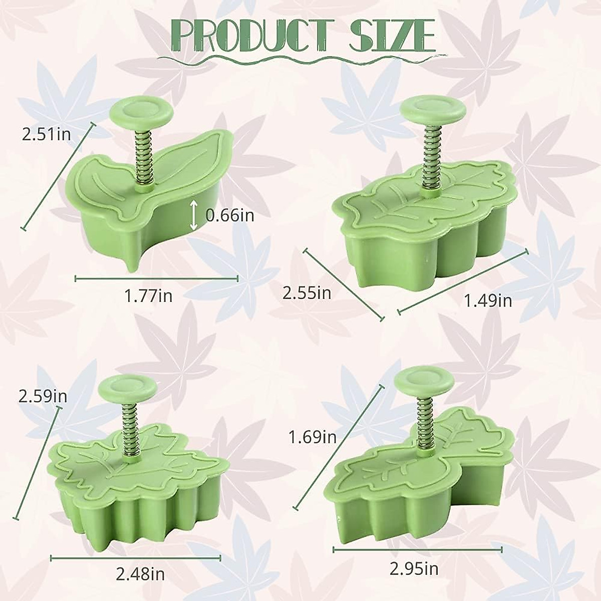 Cake Leaves Baking Pie Crust Mold Cookie Cutters, Pastry/Fondant Stampers/Apple Pie for Thanksgiving, Set of 4 (Random Color)