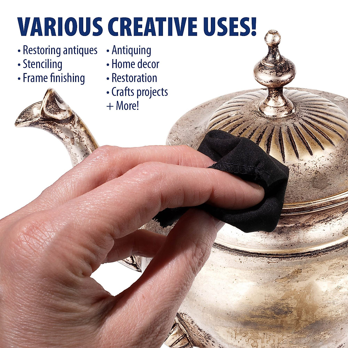 AMACO Rub n Buff Wax Metallic Finish - 3 Rub n Buff Pewter 15ml Tubes - Versatile Gilding Wax for Finishing Furniture Antiquing and Restoration - Rub and Buff Colors Set of Three