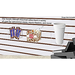 Marketing Holders 4" Slatwall Retail Bin Clear Acrylic Merchandise Storage Organizer Bulk Product Dump Box Single Pocket Caddy for Retail Stores and Service Centers