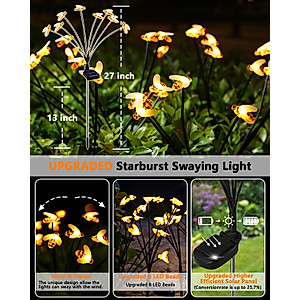 Otdair Solar Lights for Outside Garden,New-Upgraded 4 Pack Solar Lights Outdoor Waterproof,Outdoor Lights Solar Powered Bee Lights,Garden Lights Solar Outdoor for Backyard Garden Warm 8LED