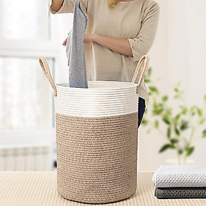 Woven Laundry Basket Laundry Hamper for Bedroom, Dirty Clothes Hamper Tall Basket, Boho Laundry Basket Nursery Hamper, 58l Large Laundry Hamper Dirty Clothes Basket Clothes Hampers for Laundry Blanket