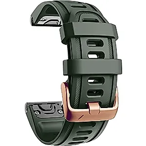 YOCAHU Gold buckle 20mm bands Compatible Fenix 5S Watch Band Fenix 6S Quickfit Soft Silicone Replacement Strap for Fenix 5S Plus/Fenix 6S Pro/Fenix 7S/D2 Delta S Smartwatch (army green)