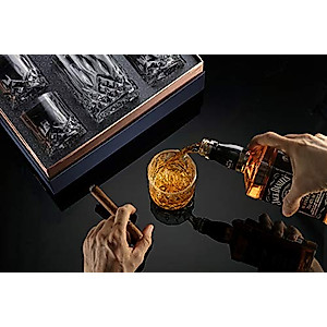 Mixology Whiskey Decanter and Glass Set for Men, Crystal Bourbon Decanter Set with 10oz Whiskey Glasses in a Classy Gift Box, Perfect for Scotch, Bourbon and Cognac - Gifts for Men