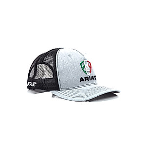 ARIAT Men's R112 Cap, Mexican Flag, Grey, Black Mesh Back, Snapback