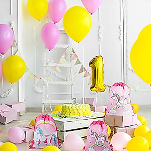 Amosfun 10pcs Unicorn Drawstring Backpack Unicorn Party Gift Pouch Nonwoven for Kids Unicorn Party Birthday Party Bag Supplies