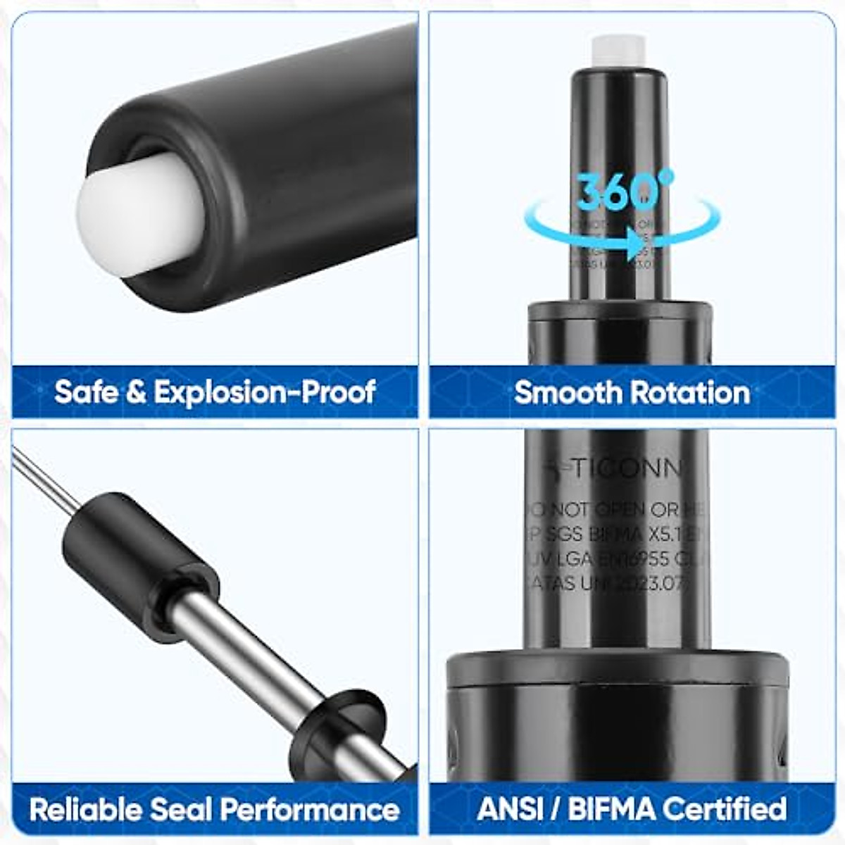 TICONN Office Chair Cylinder Replacement, 650 Lbs Weight Capacity Heavy Duty Universal Fit Gas Lift Piston with Removal Tool, ANSI Certified (4-3/4" (120mm))