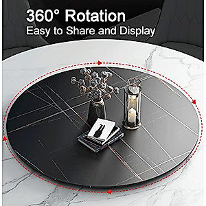 Tabletop Lazy Susan Handmade Rock Slab Quartz Lazy Susan Turntable Rotating Serving Tray for Outdoor Patio Table, Family Style Dining, Games, Parties, Wedding, 70-90cm