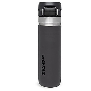 Stanley Quick Flip Stainless Steel Water Bottle .71L / 24OZ Charcoal – Leakproof Insulated Water Bottle - Push Button Locking Lid - BPA-Free Thermos Flask - Cup Holder Compatible - Dishwasher Safe
