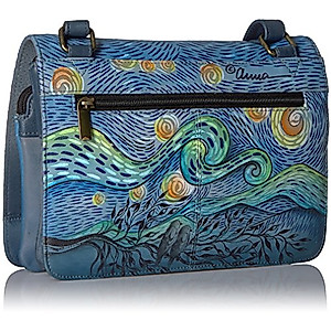 Anna by Anuschka womens Anna Anuschka, Handpainted Leather Medium Saddle Crossbody-love in Paris Cross Body Handbag, Love Paris, One Size US