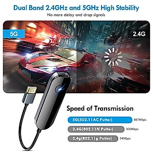 lulaven iShare iOS Wireless HDMI Display Adapter, Streaming Device for iPhone to TV, HD Video and Audio Sync, Streaming Mirroring YouTube Tiktok to TV, Wireless HDMI - 33FT