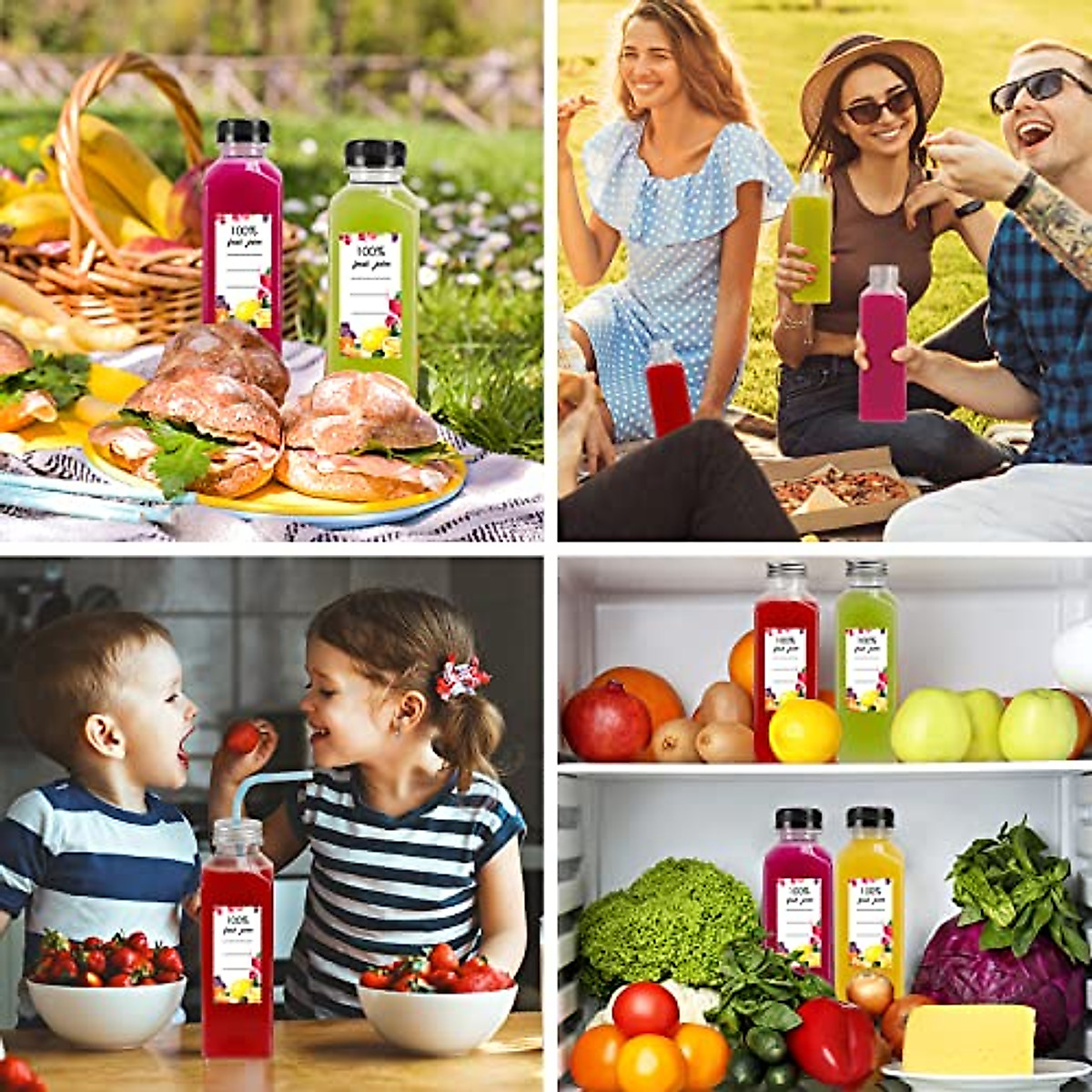 Moretoes 31pcs 16oz Empty Plastic Juice Bottles with Caps, Bulk Clear Beverage Containers for Juicing Drinking Milkshake Tea and Other Beverages