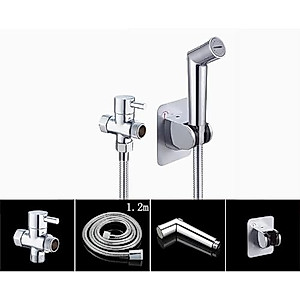 Toilet Bidet Kit - Handheld Bidet Sprayer - Chrome Toilet Shower Head with Hose and Holder Wall Mounted Toilet Shower Kit, for Personal Hygiene, Toilet Cleaning,A