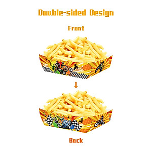 Heidaman Dirt Bike Paper Trays, 12pce, Yellow, Disposable, Motorcycle Design, Birthday Party Supplies