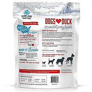 Farmland Traditions Filler Free Dogs Love Duck & Carrot Premium Jerky Treats, 5 oz.
