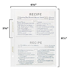 Jot & Mark Binder Page Protectors for 4x6 Recipe Cards or Photos (50 Count) | Crystal Clear Plastic Archival Sleeves fit 3 Ring Binders (8.5" x 9.5", 2 Pocket)